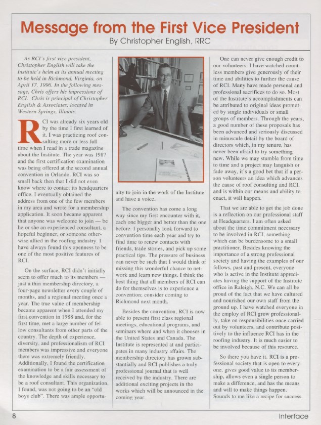 1996 03 Vice Presidents Message | IIBEC