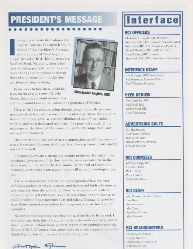 1997 03 Presidents Message | IIBEC