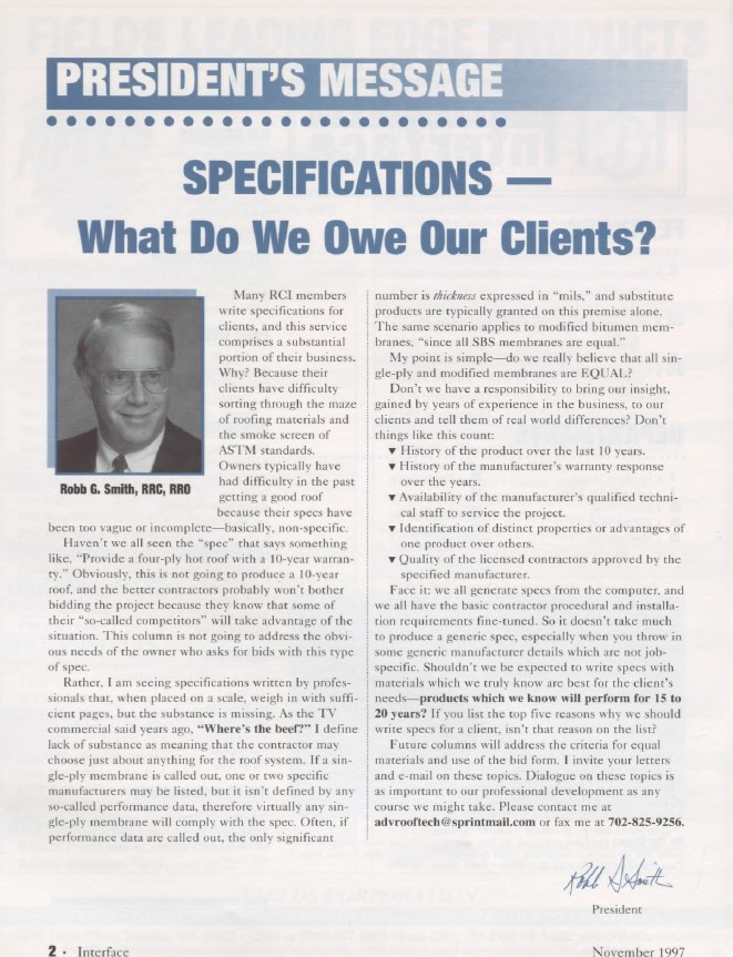 1997 11 Presidents Message | IIBEC