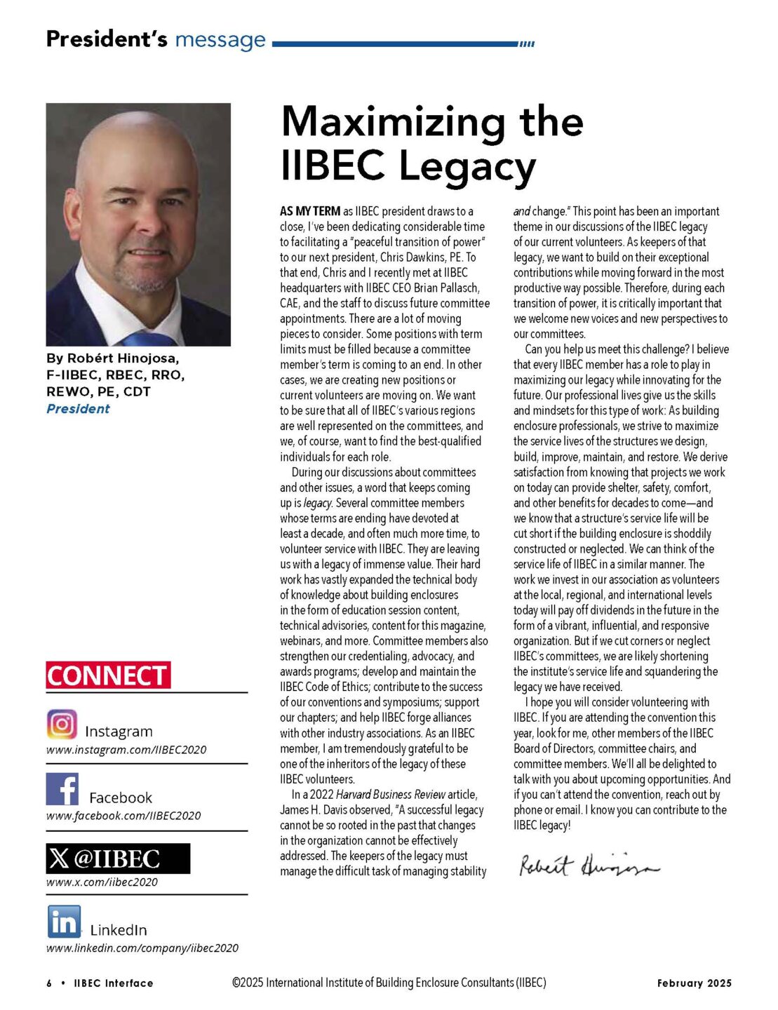 Presidents Message FINAL | IIBEC