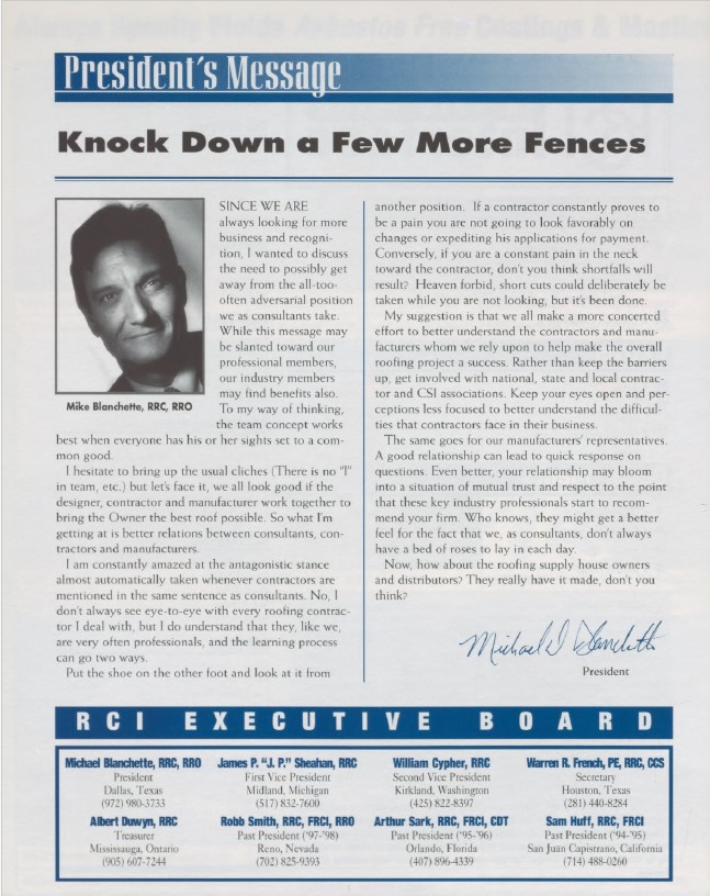 1998 07 President’s Message | IIBEC