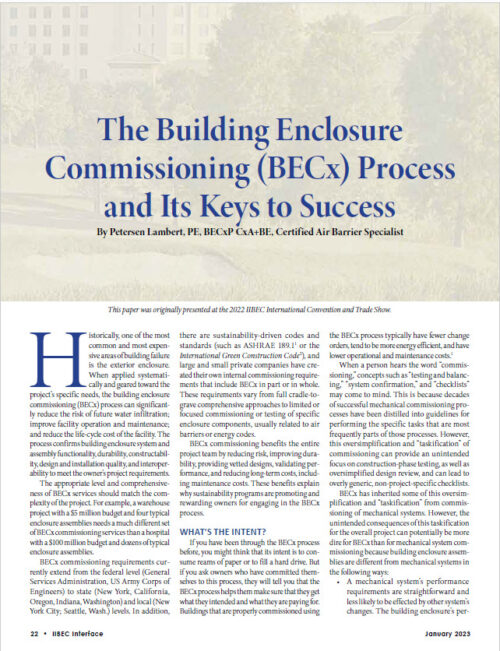 The Building Enclosure Commissioning (BECx) Process and Its Keys to Success | IIBEC