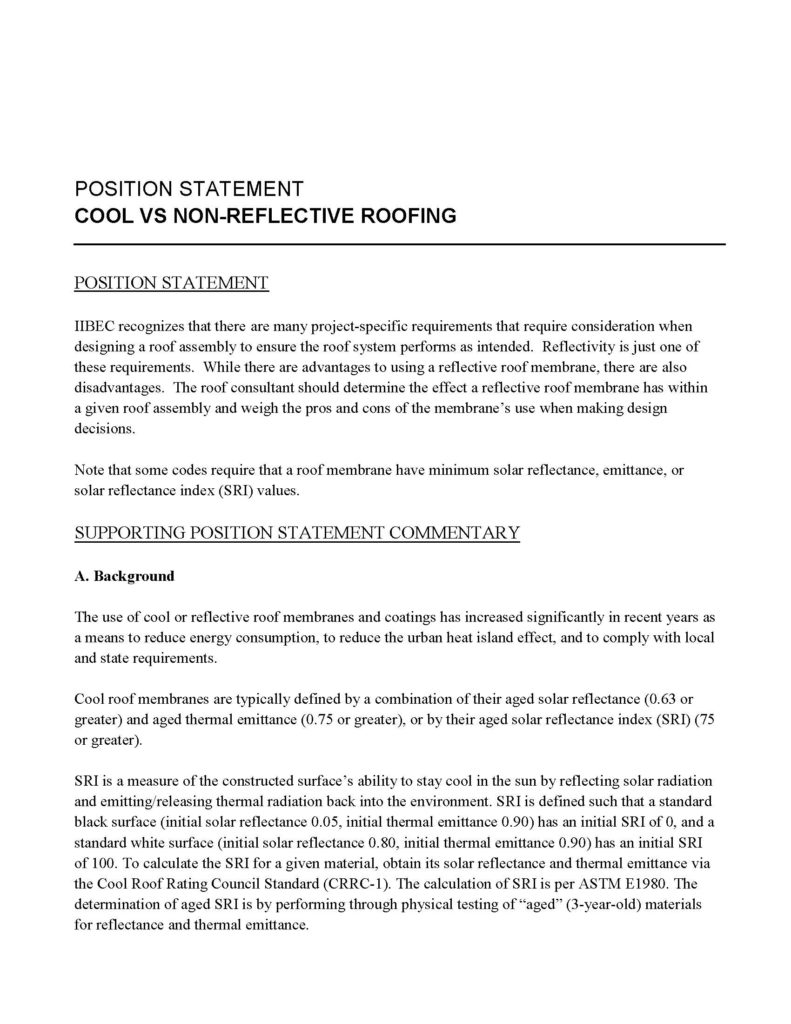 Cool Vs. Non Reflective Roofing Page 1 | IIBEC
