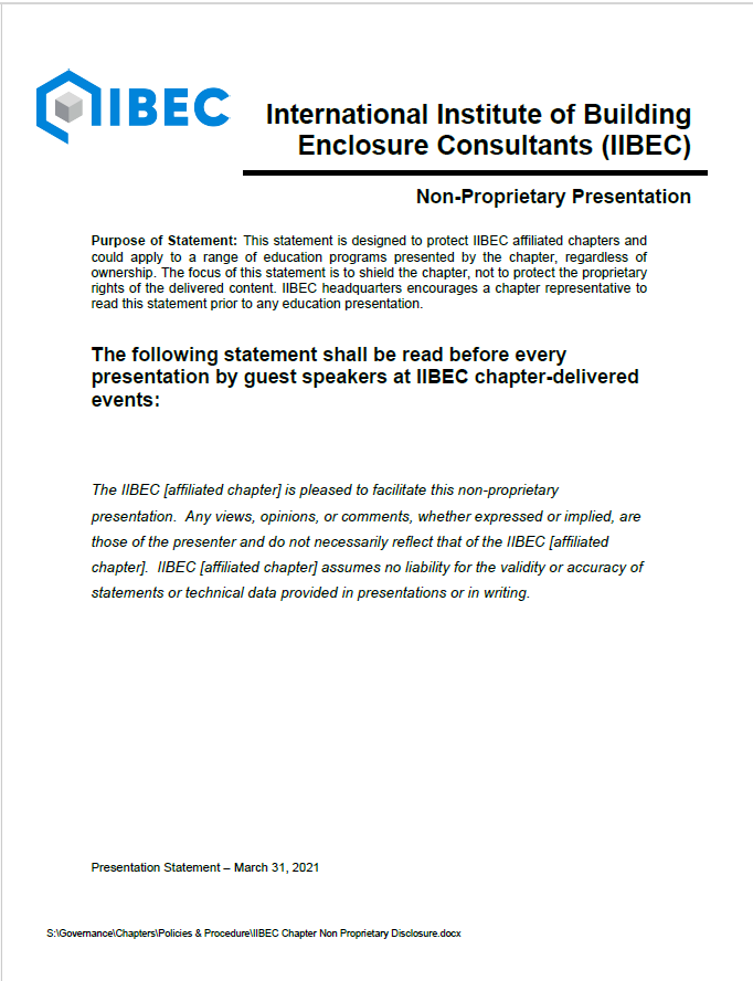 Non Proprietary | IIBEC