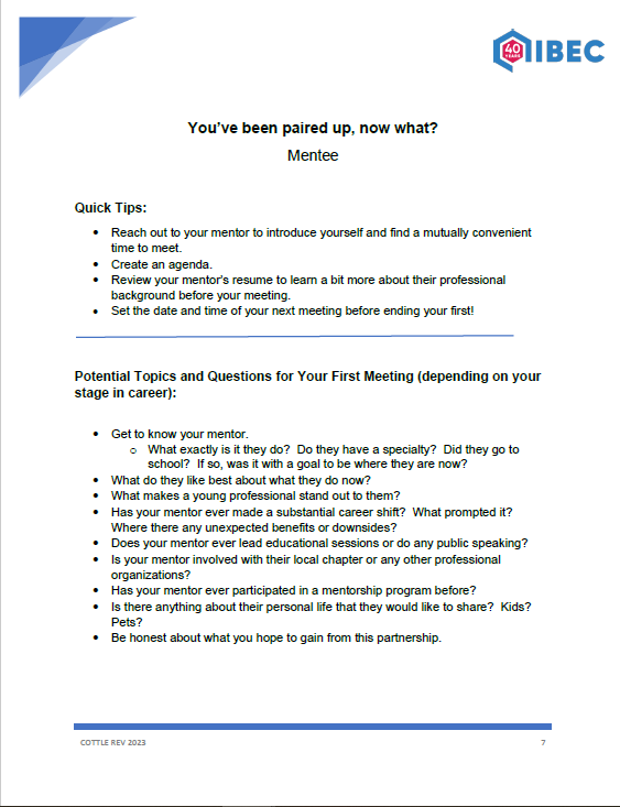 Steps For Success Mentee | IIBEC